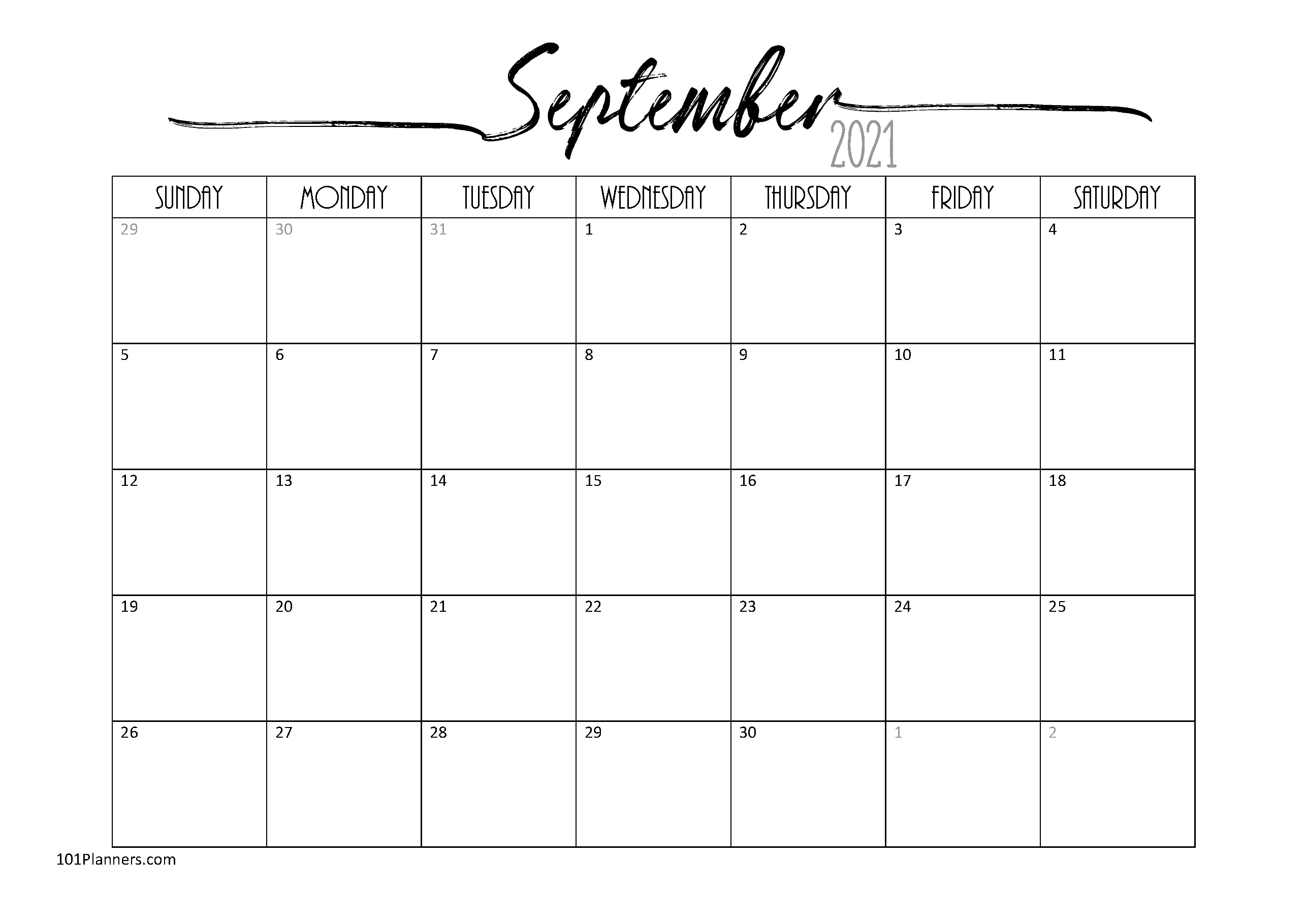 September 2021 Calendar Printable Printable World Holiday