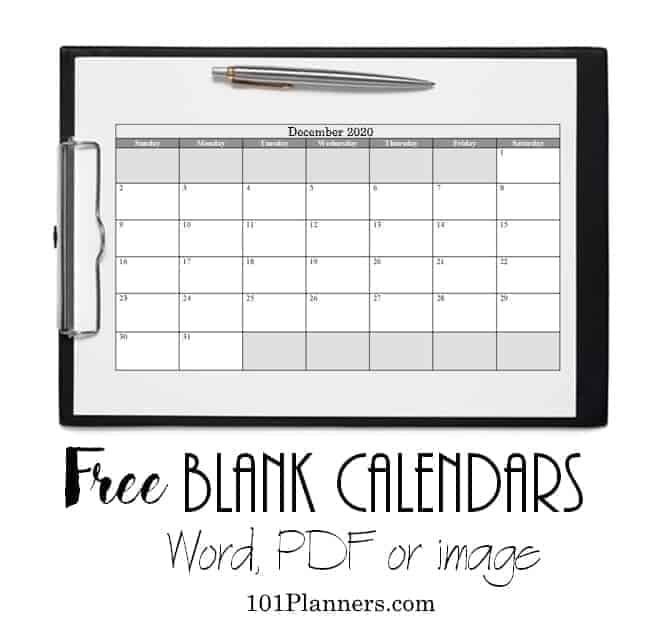 Free Blank Calendar Templates Word Excel Pdf For Any Month