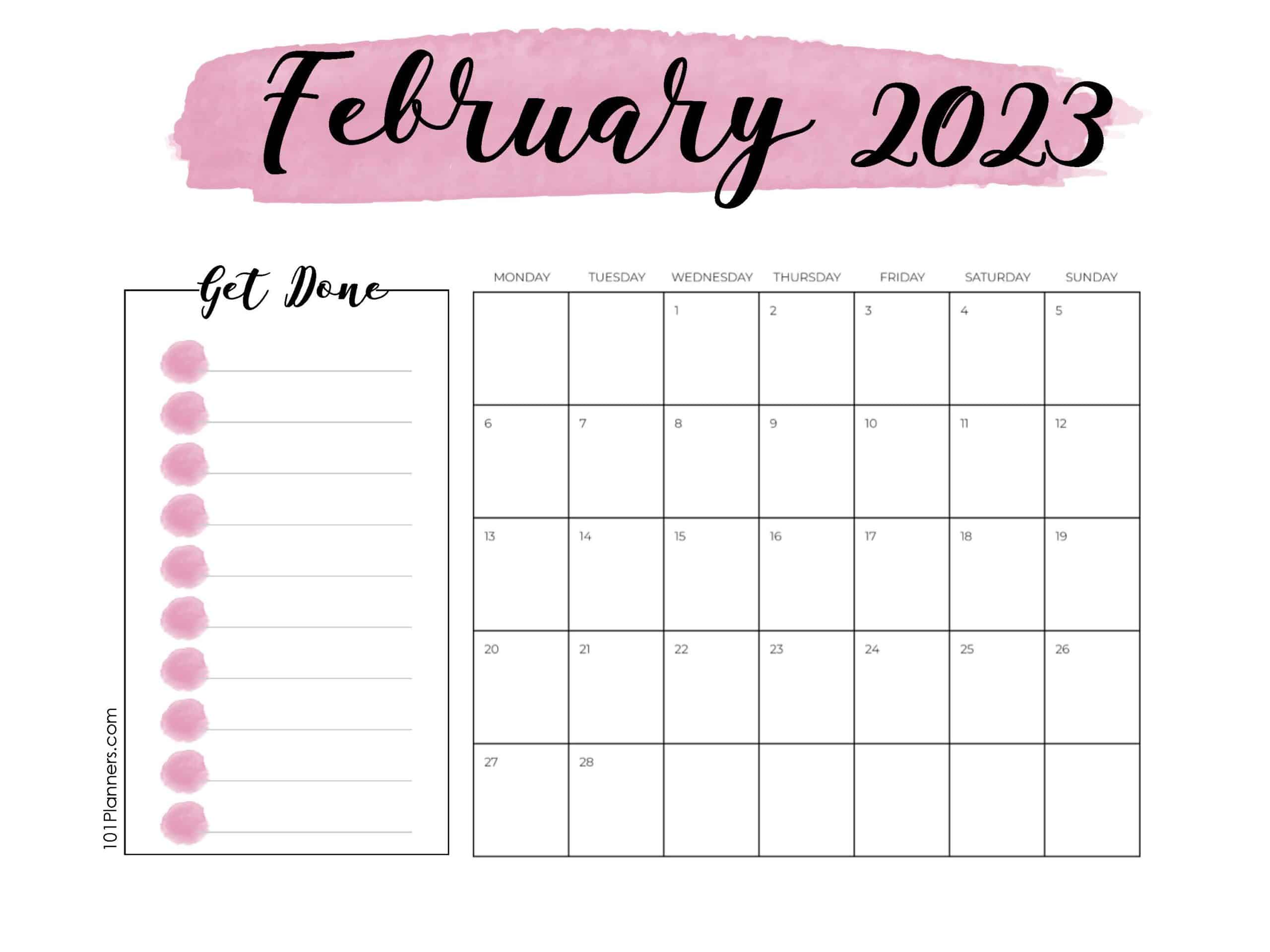 February 2023 Calendar Instant Download 101 Designs