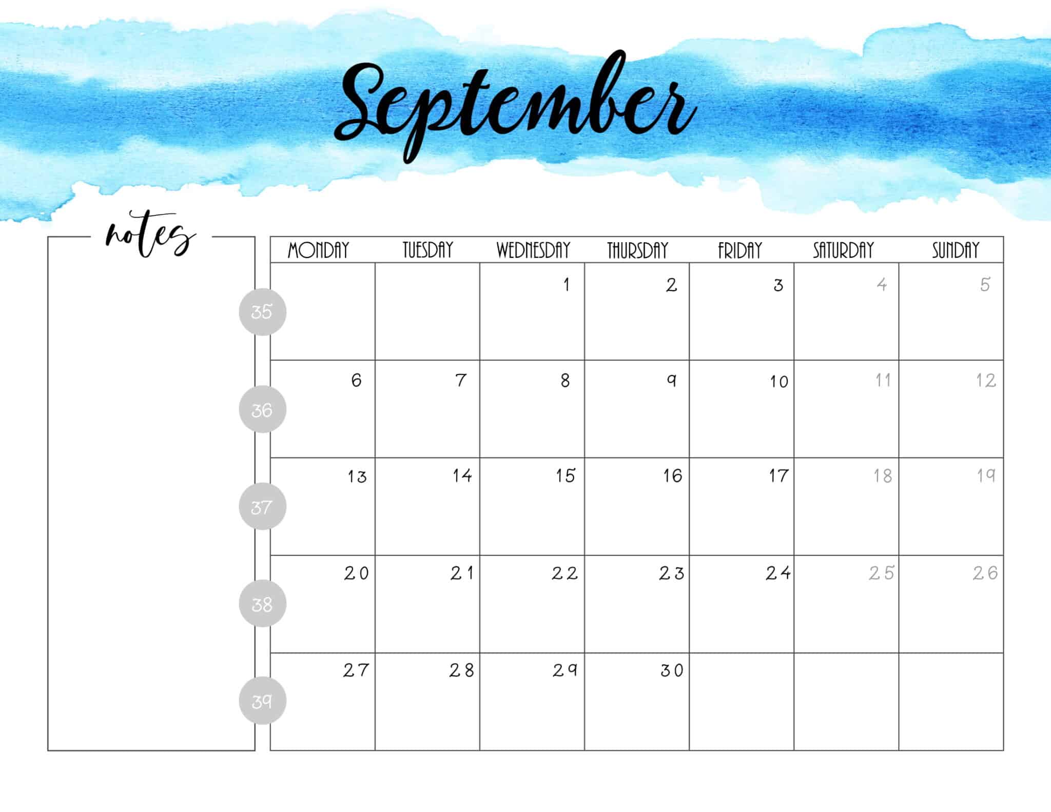 Free Printable September 2021 Calendar Customize Online