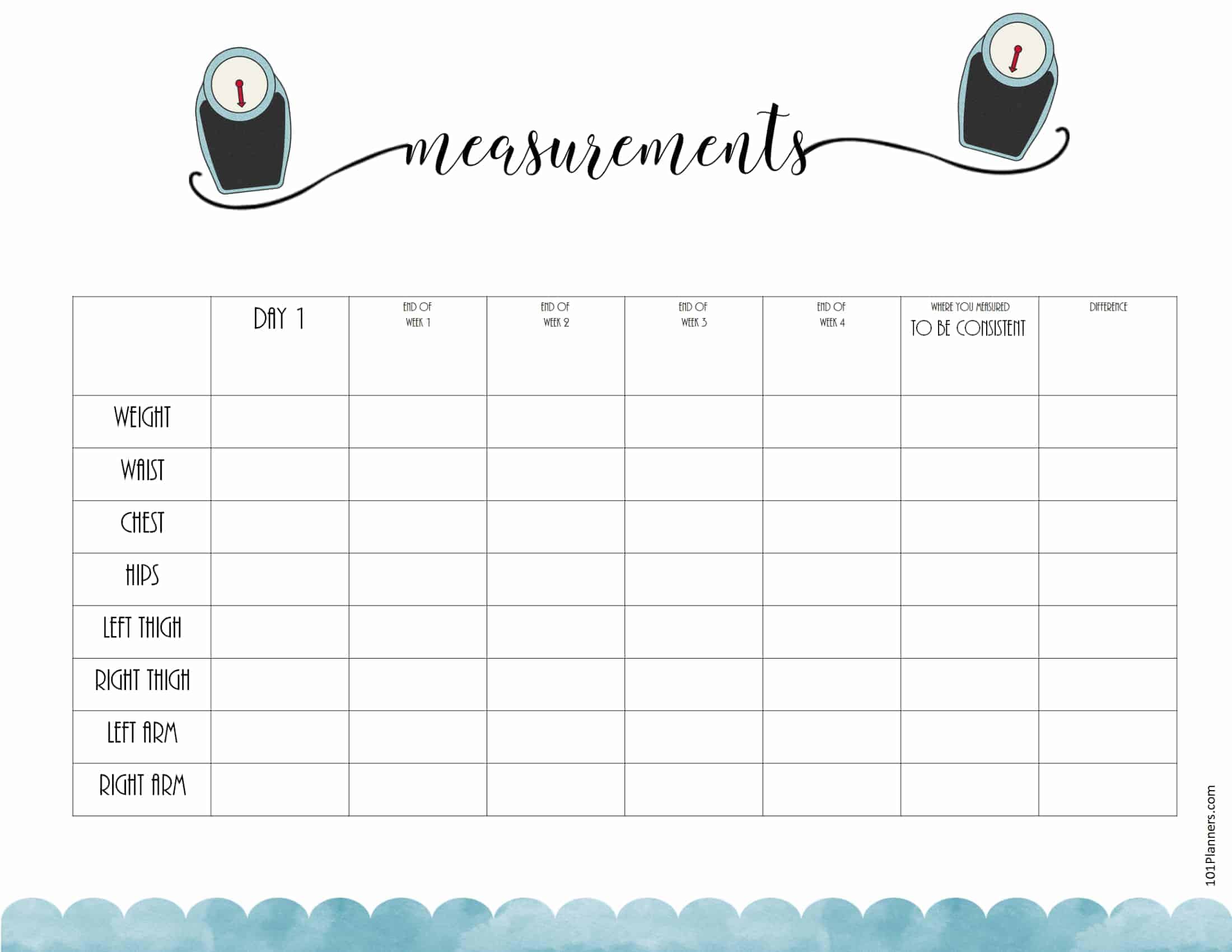 Weight Tracker Chart Printable