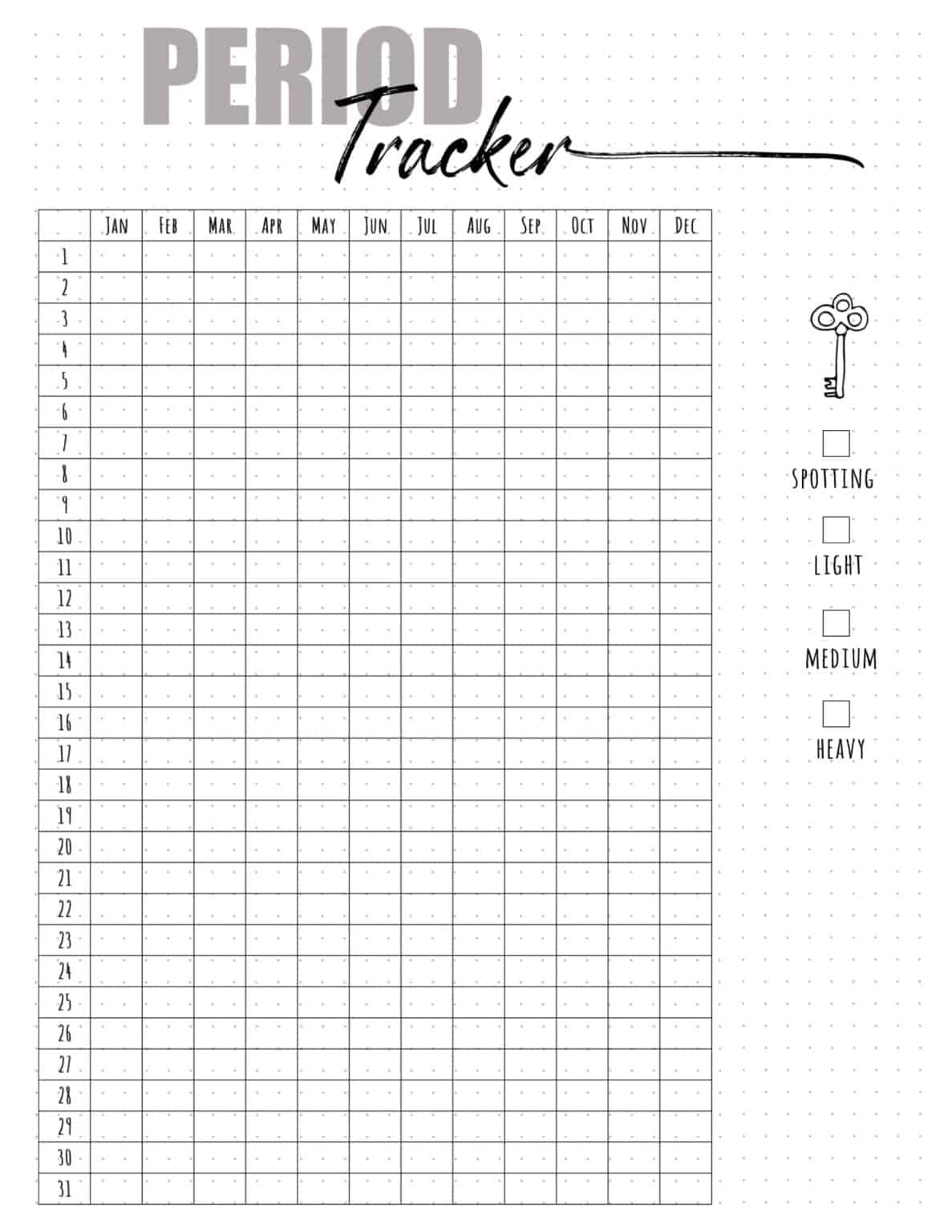 Free Printable Period Tracker Bullet Journal Customizable