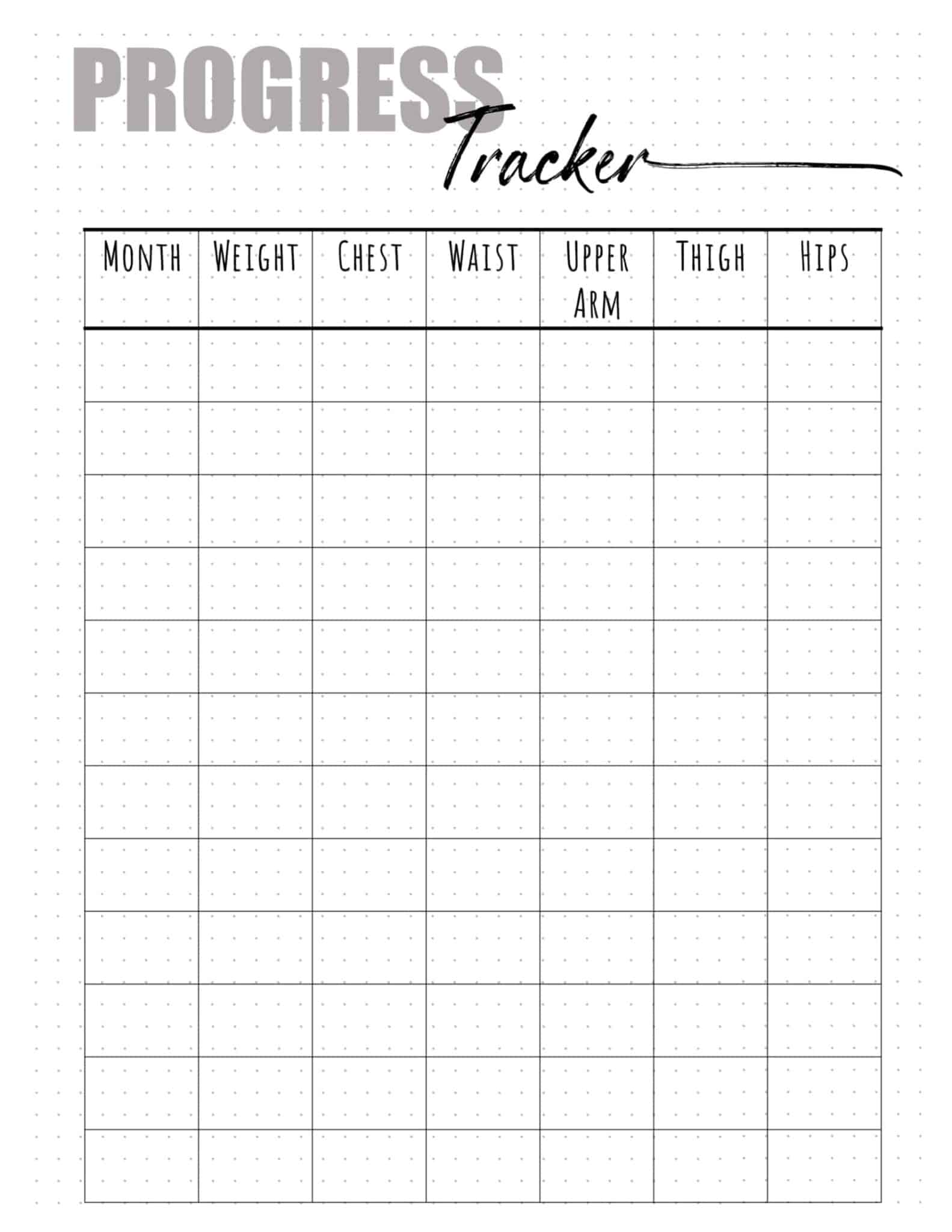 Monthly Weight Loss Tracker Printable