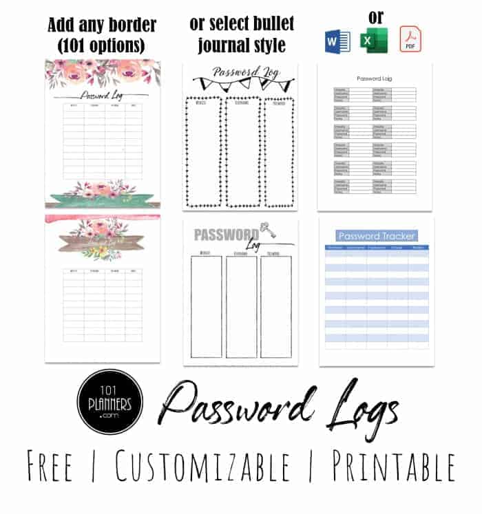 Password Log Organizer Tracker Printable Editable Pdf For Etsy Hot