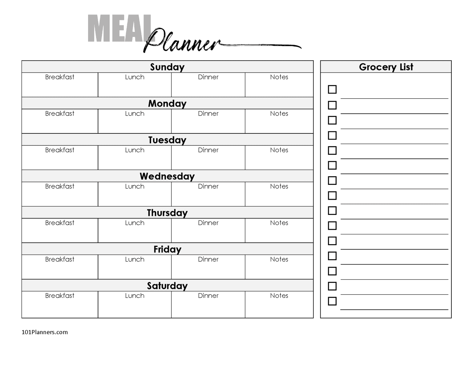 Free Printable Meal Plan Template Customize Before You Print