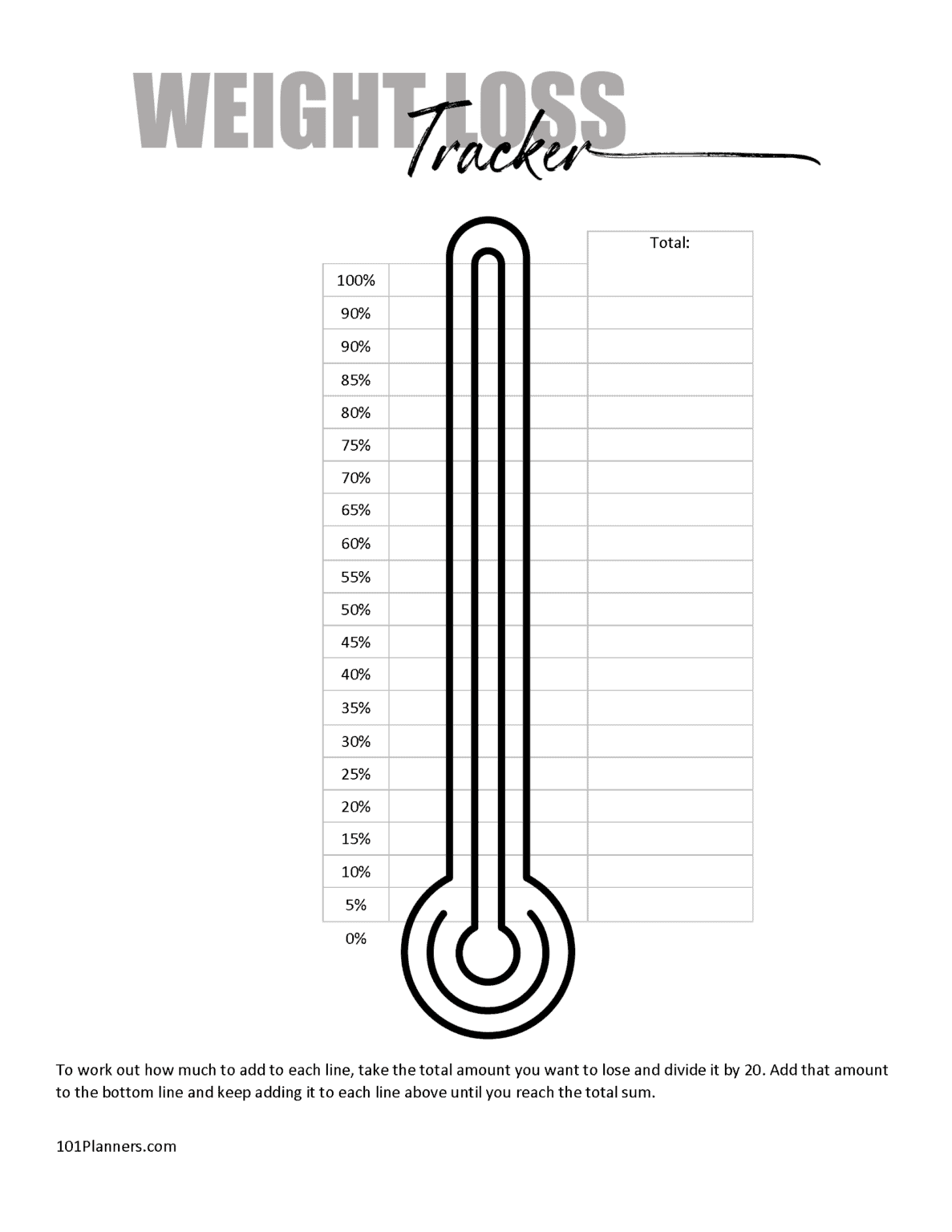 Free Weight Loss Tracker Printable Customize Before You Print