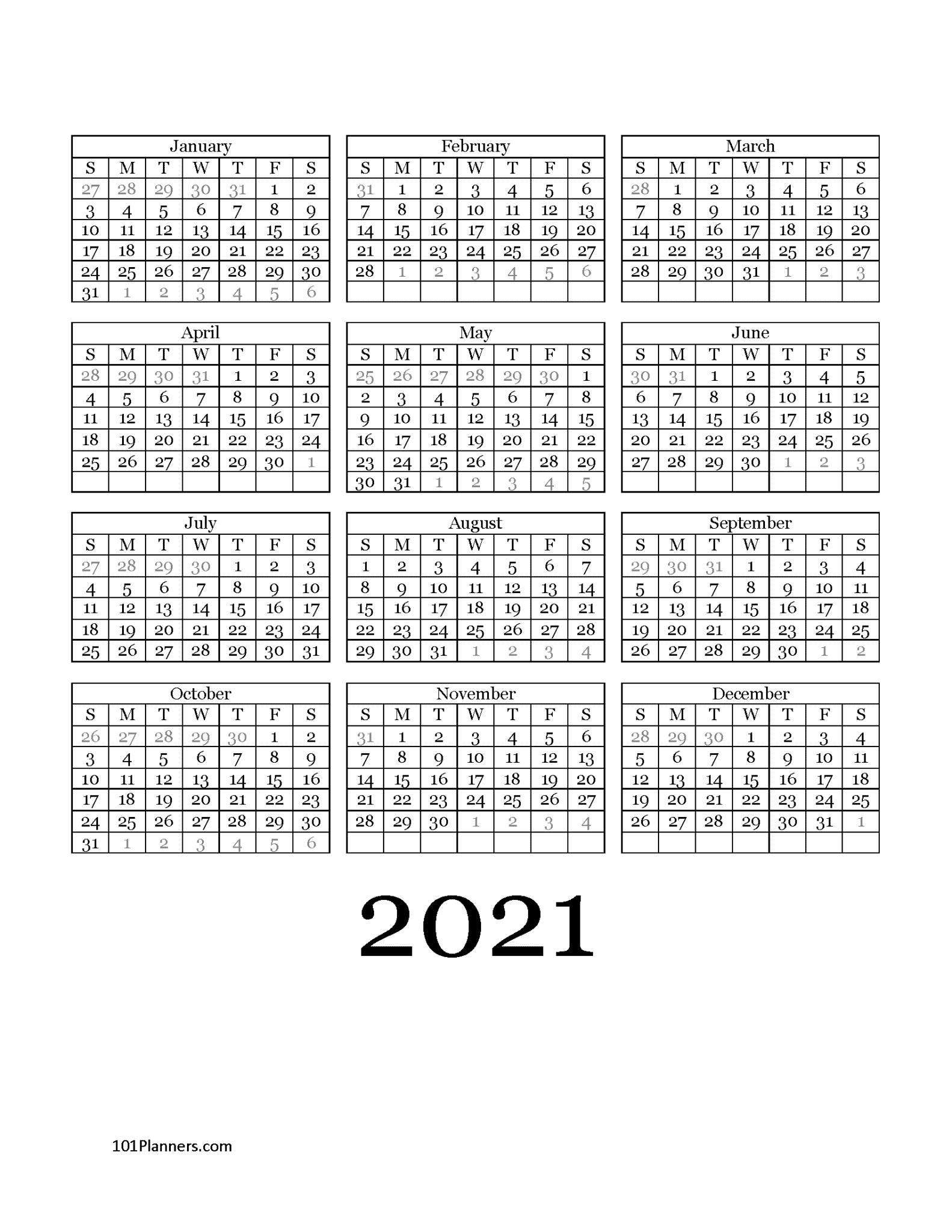 Calendar 2021 Editable Printable Calendar Printables