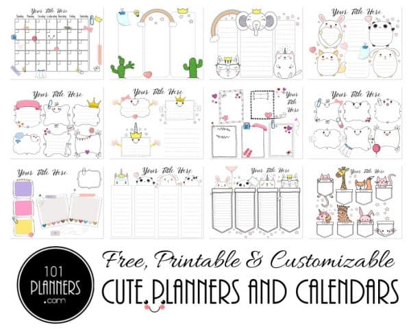 Free Printable Cute Planner And Calendar Customize Online