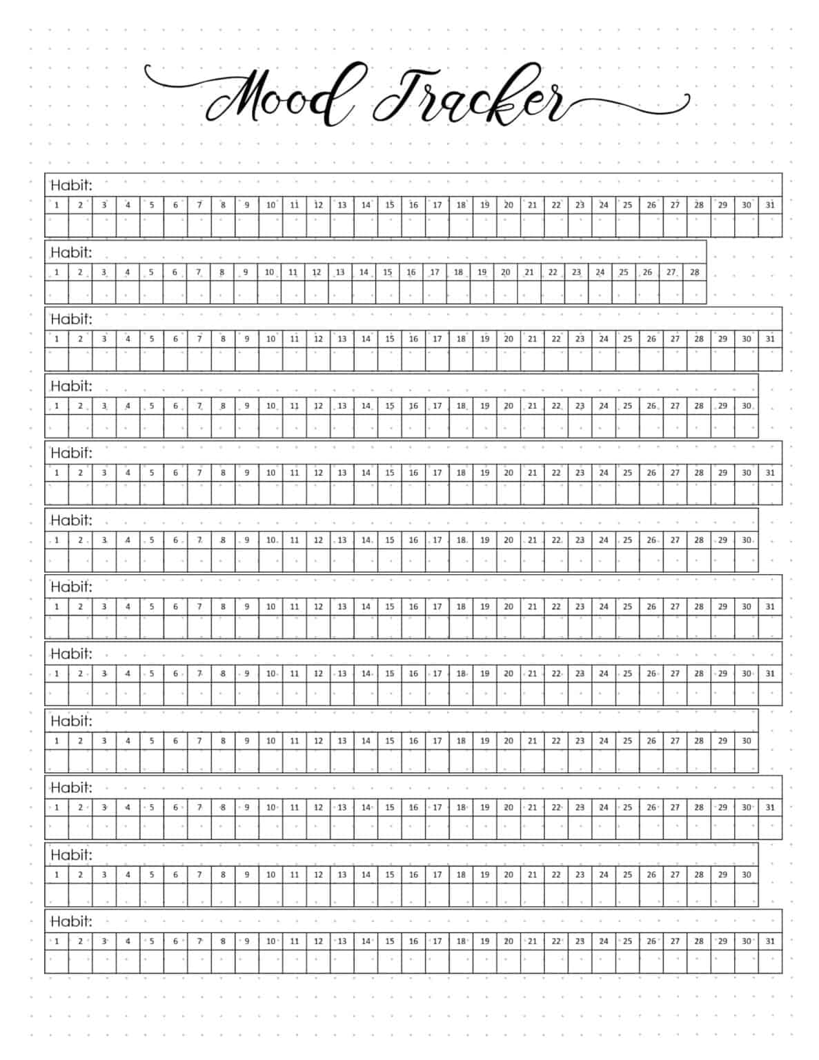 Free Printable Mood Tracker Printable Word Searches