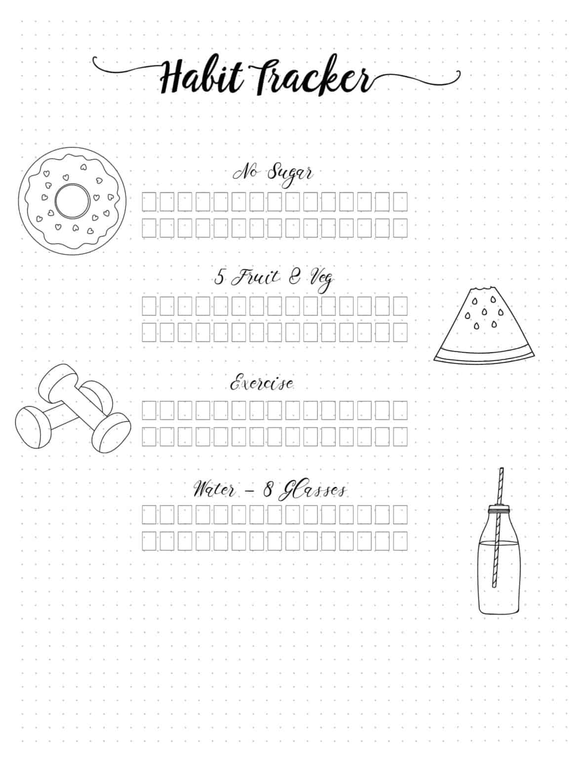 Habit Tracker Bullet Journal Free Customizable Printables