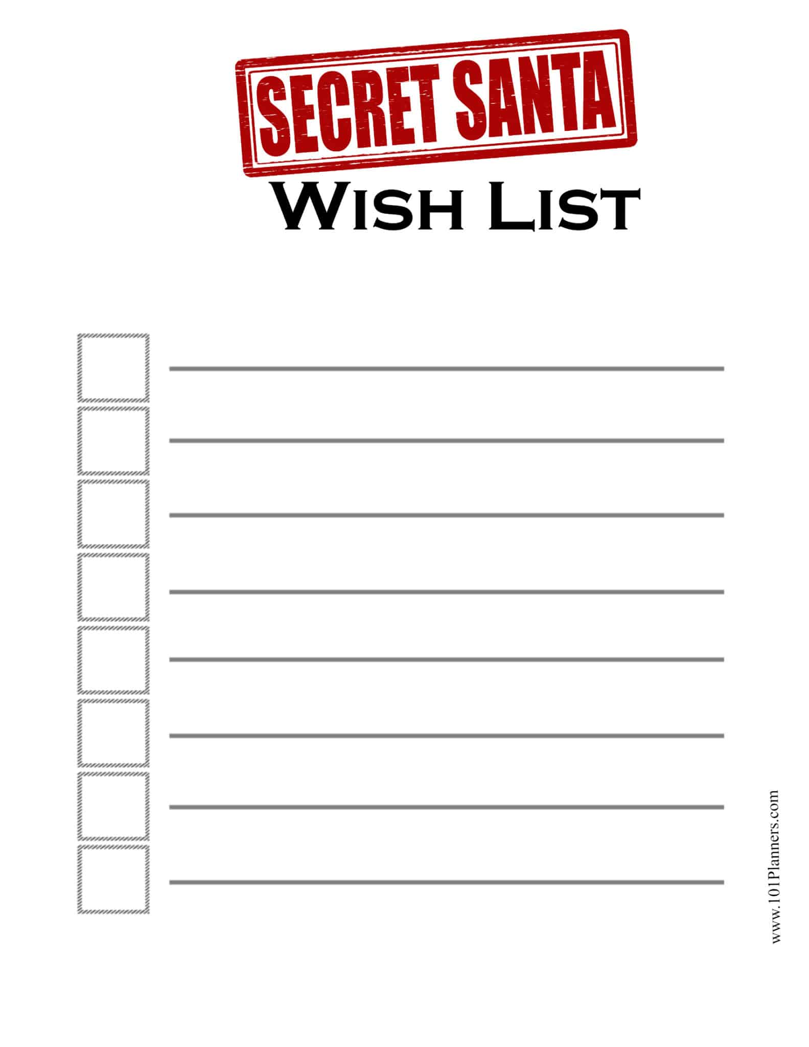 Secret Santa List Printable