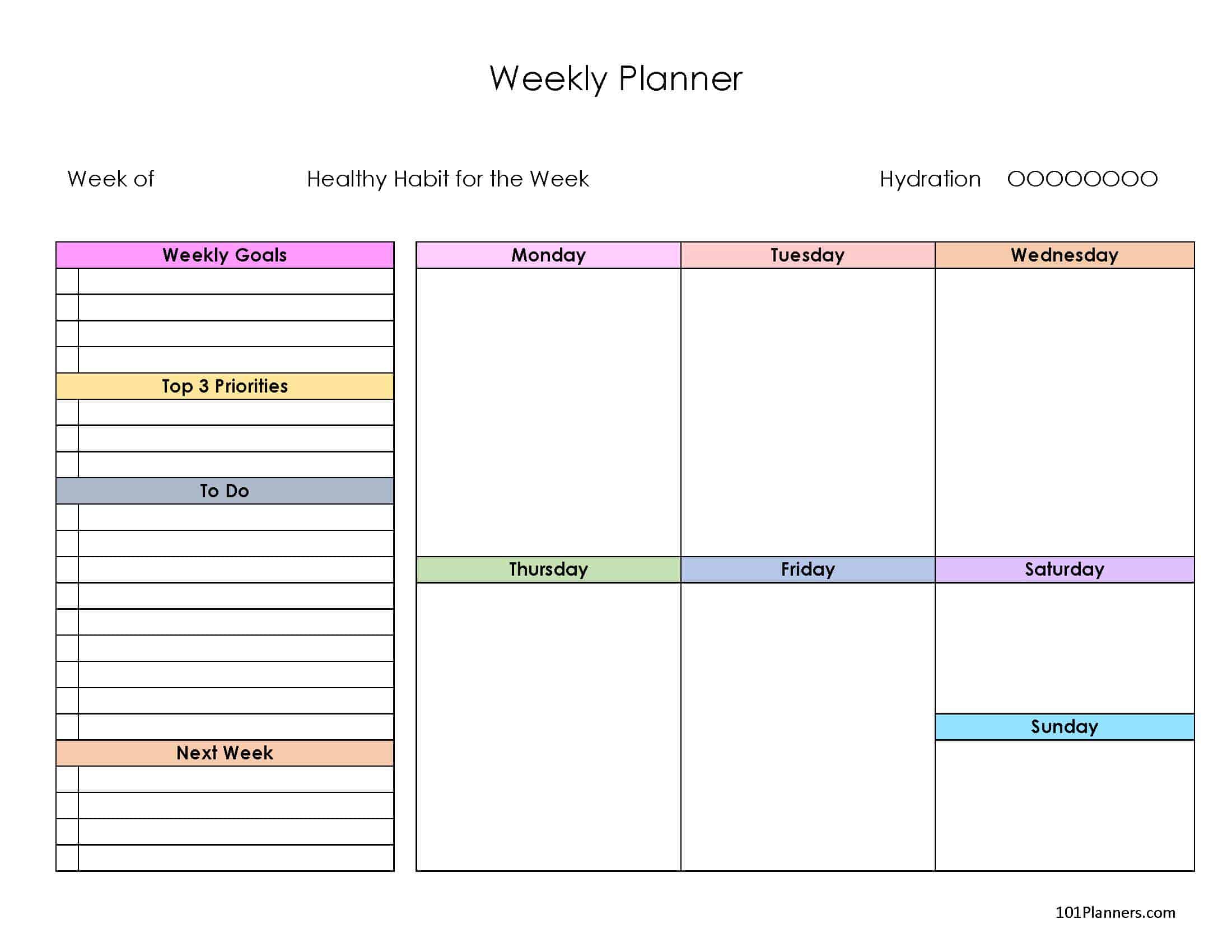 Printable Weekly Planner Template Schedule For Ms Word My Xxx Hot Girl