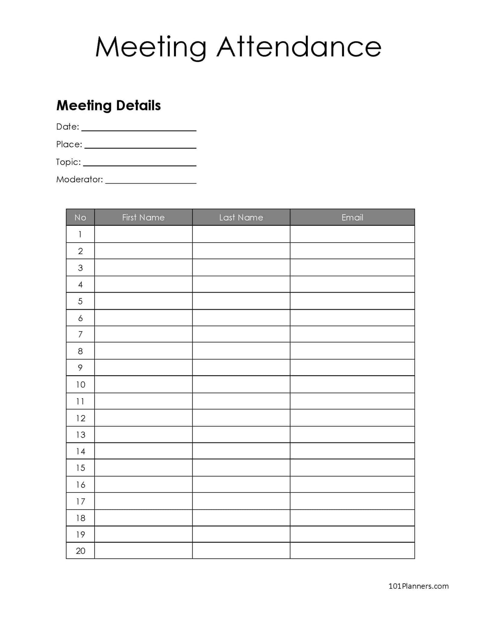 Meeting Attendance Log Template Hot Sex Picture