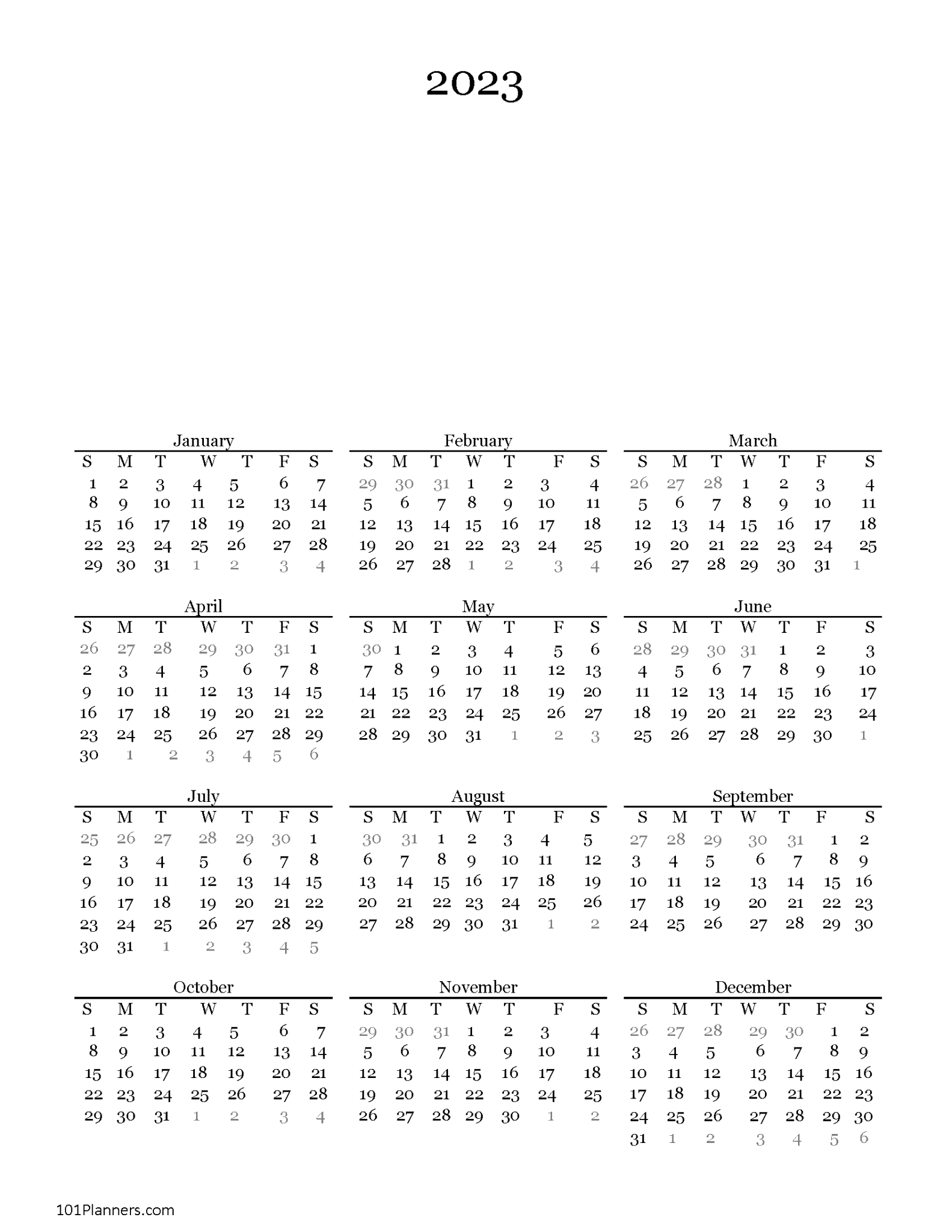 2023 Calendar With Notes Printable Free