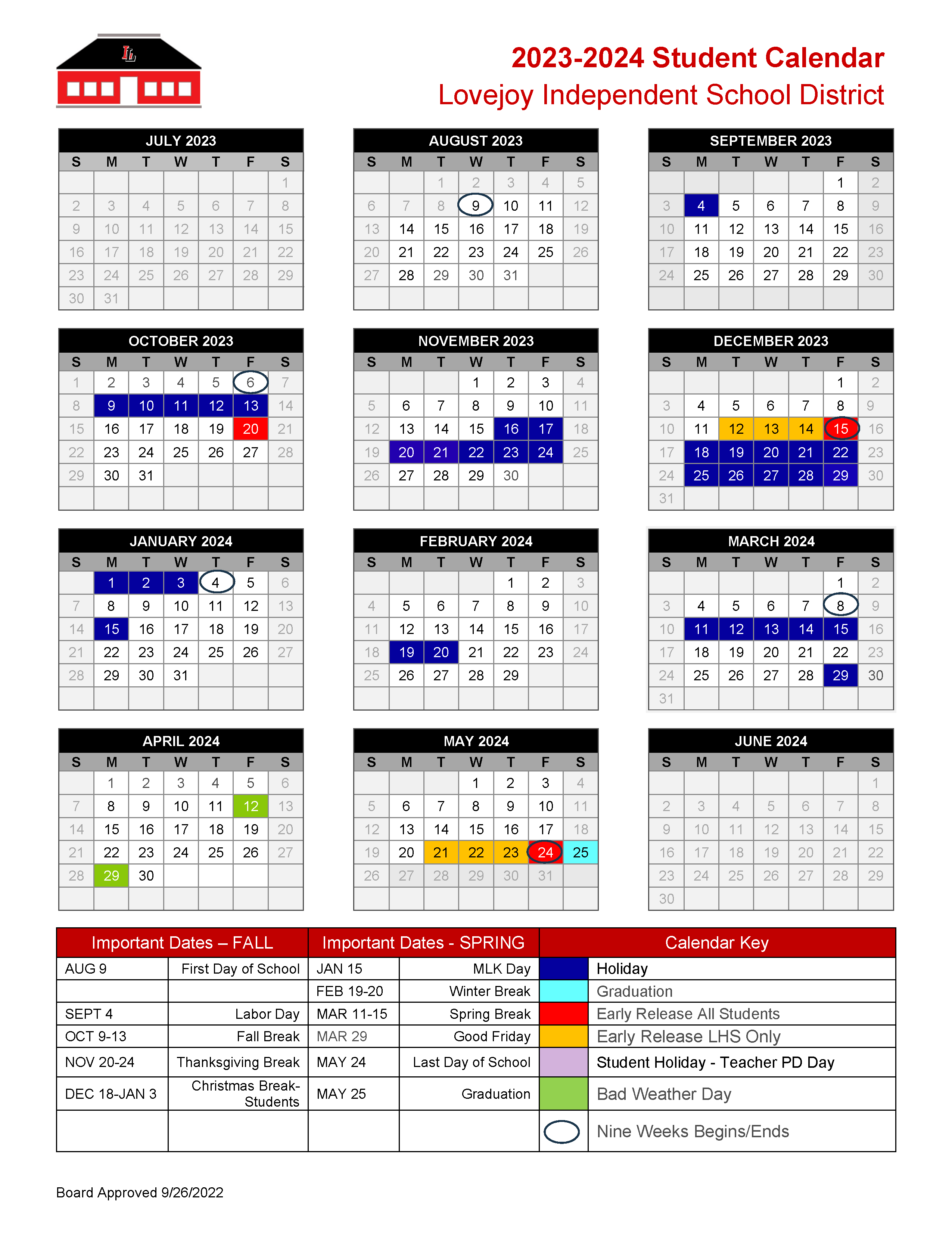 Lisd 2024 Calendar