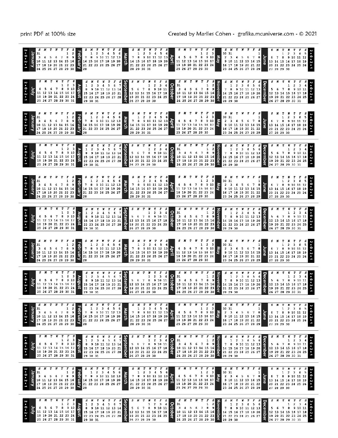 Free Printable Monitor Calendar Strips 2021 Printable Word Searches