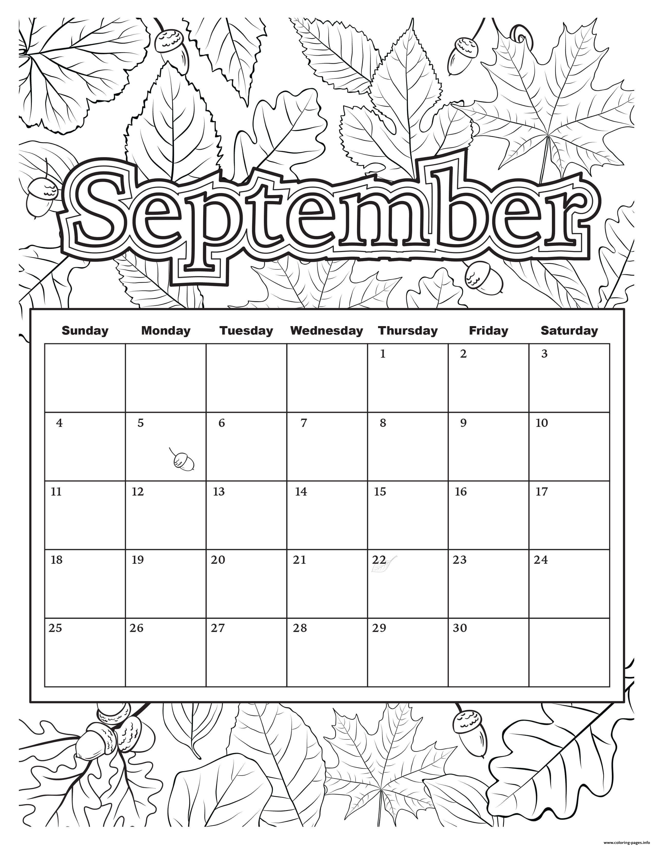 Sept Printable Calendar