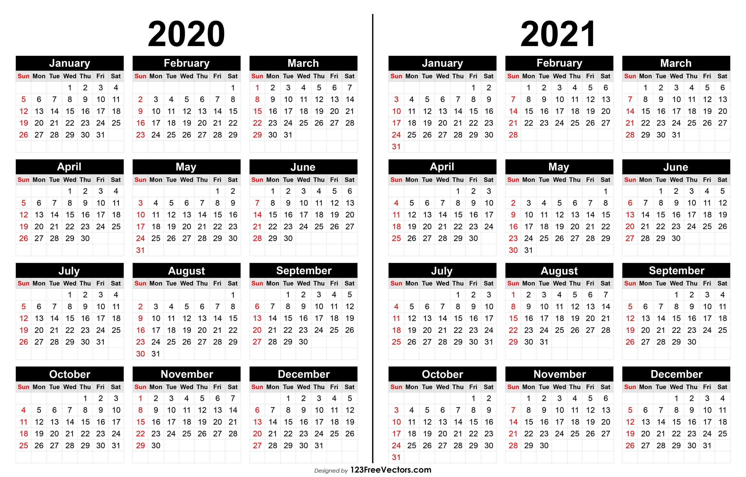 2020 2021 Calendar Printable Word Searches