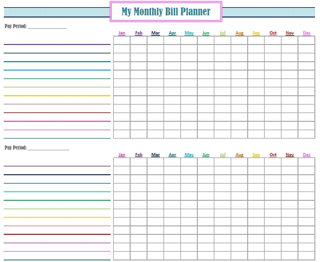 Monthly Bill Tracker Printable