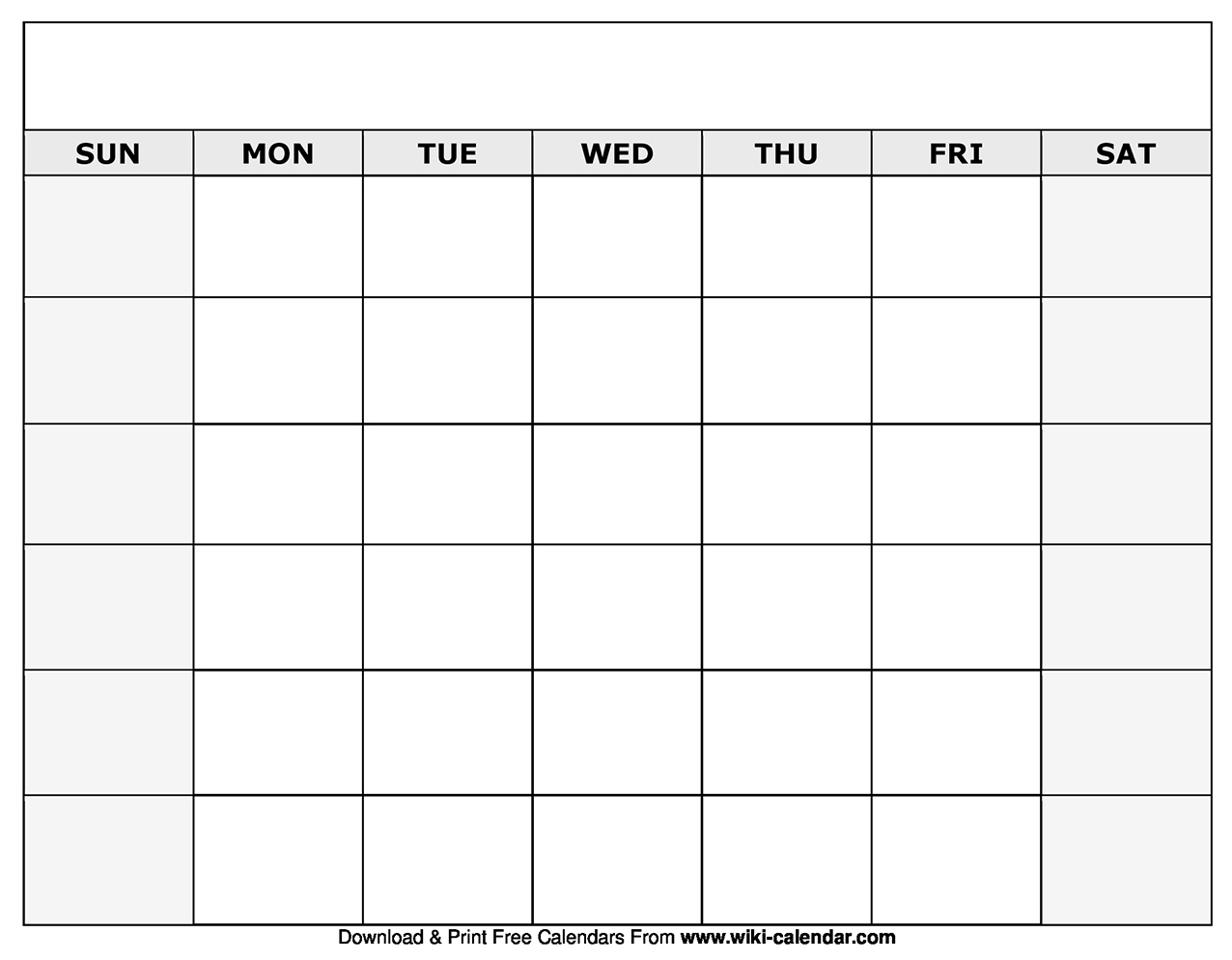 Printable Blank Monthly Calendar Template