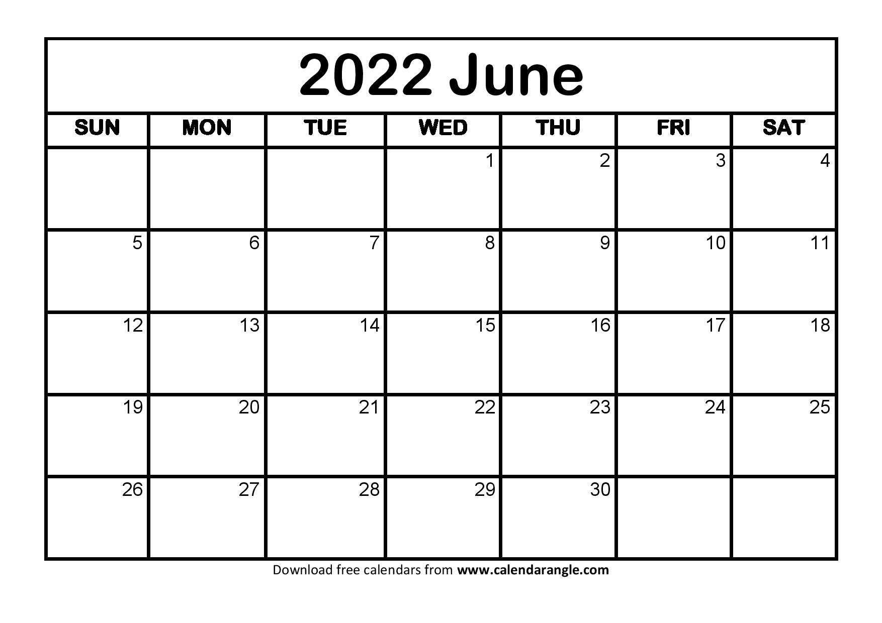 5 Best June 2022 Printable Calendar Free Templates