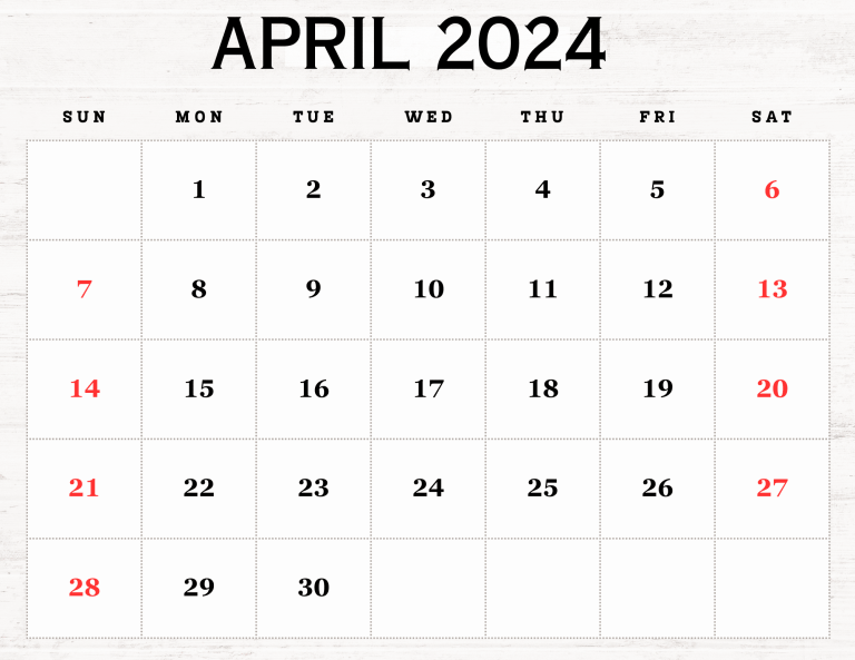 Blank April 2024 Calendar Printable Free Templates