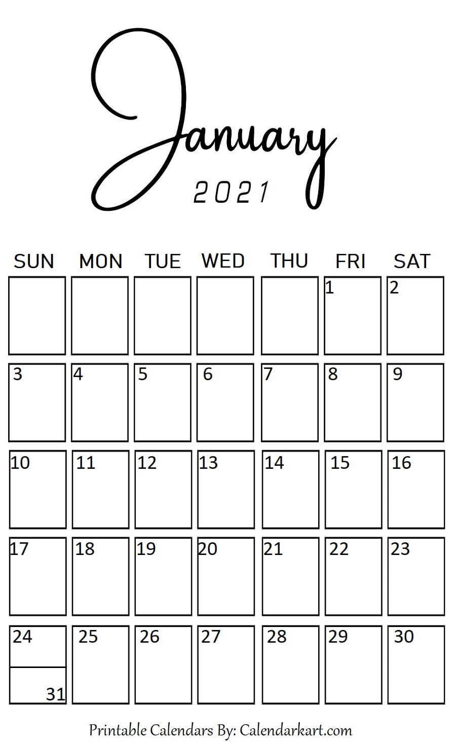 Printable Calendar 2021 Vertical Download Blank Calendar 2021 12