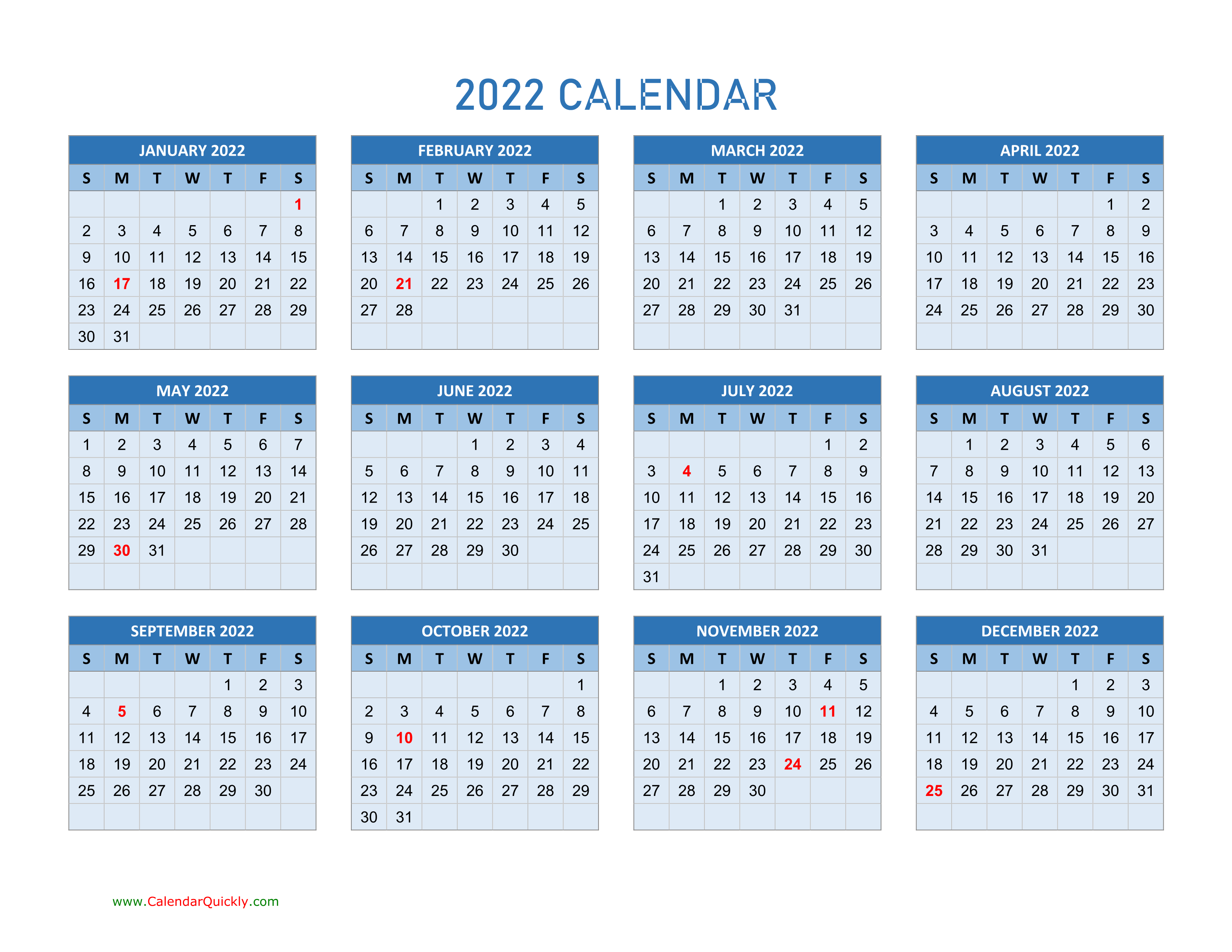 Academic Calendar Printable 2022