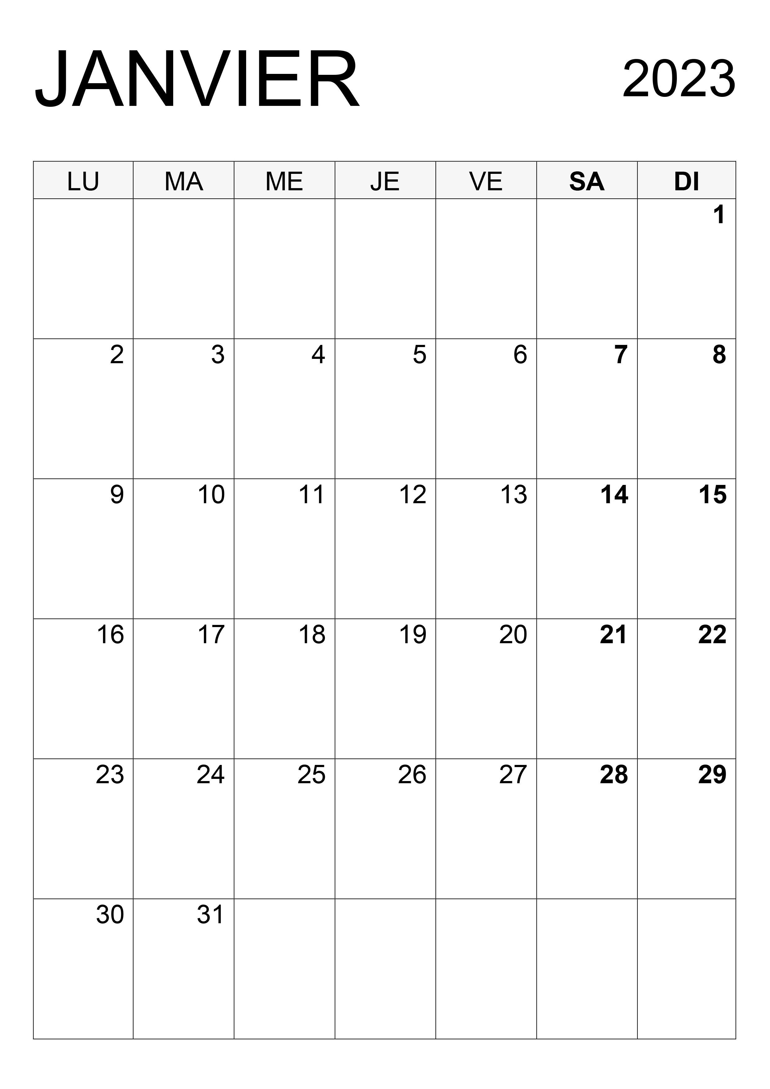 Janvier 2023 Calendrier Get Calendar 2023 Update