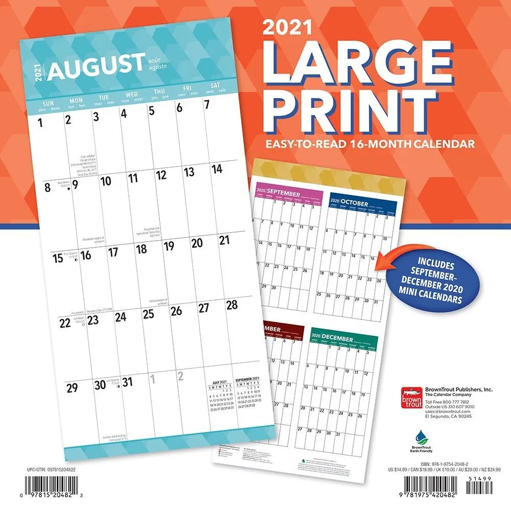 Large Print Calendar