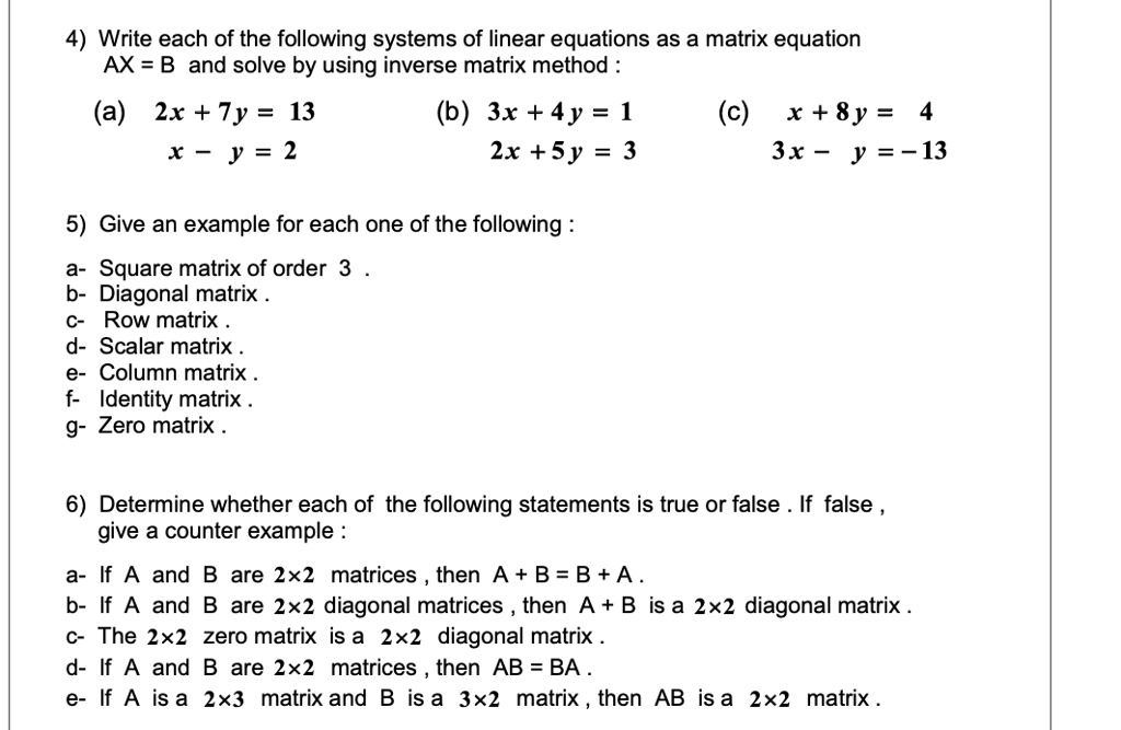 System Of Linear Equations Examples Matrix Tessshebaylo