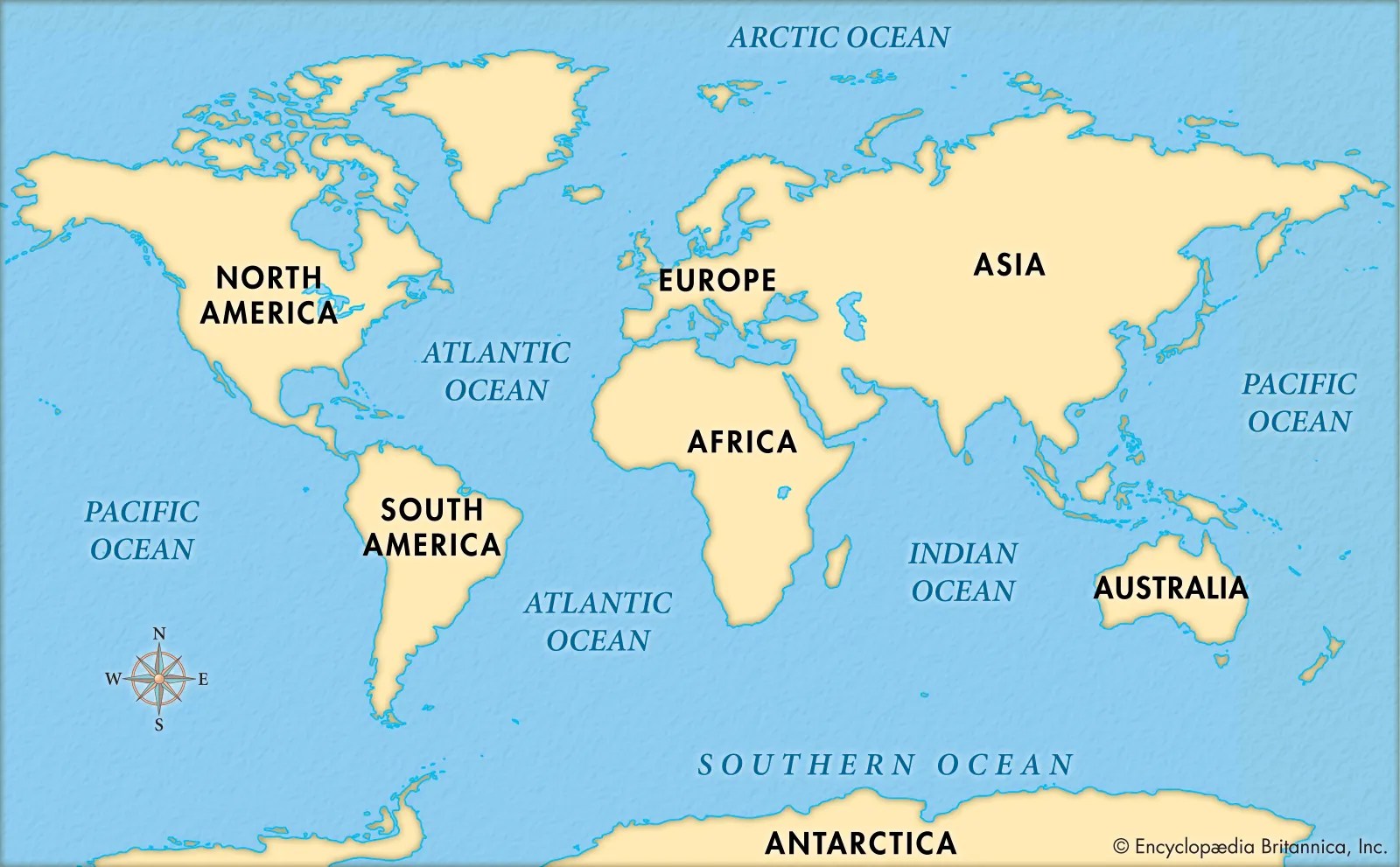 Map Of All The Oceans Map Worksheets