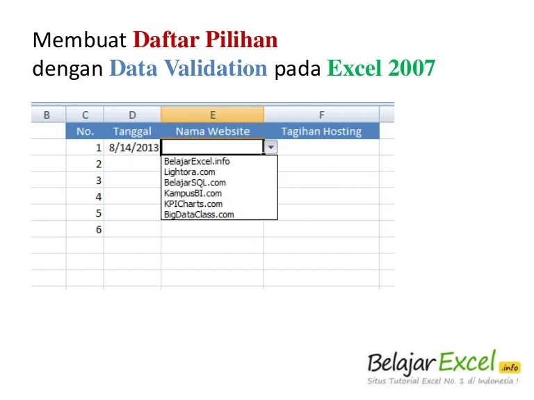 Cara Membuat Pilihan Input Di Excel Hongkoong