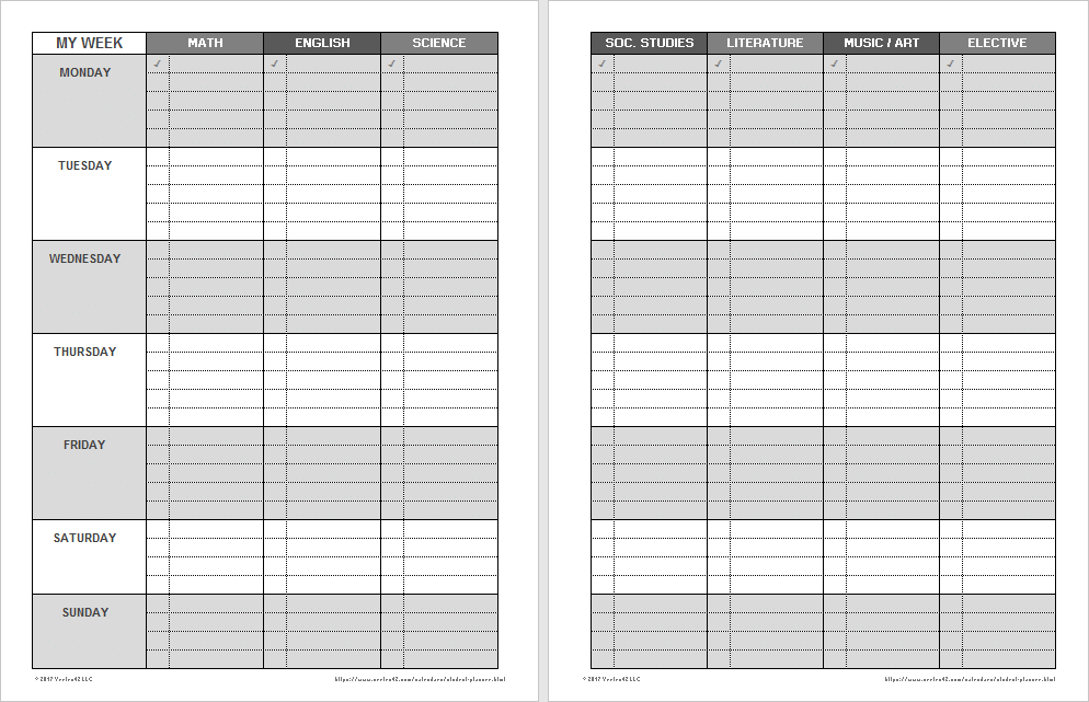 Student Weekly Planner Printable Free What You Put In Your Weekly