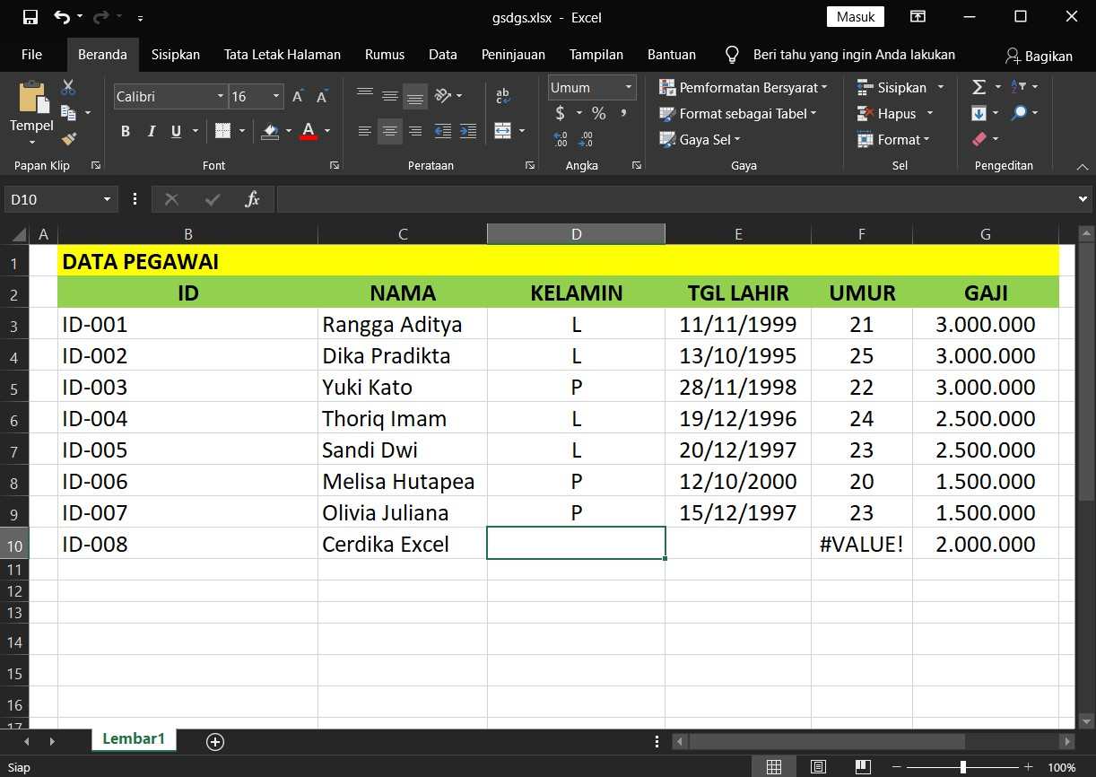 Cara Membuat Database Pegawai Dengan Excel Hongkoong