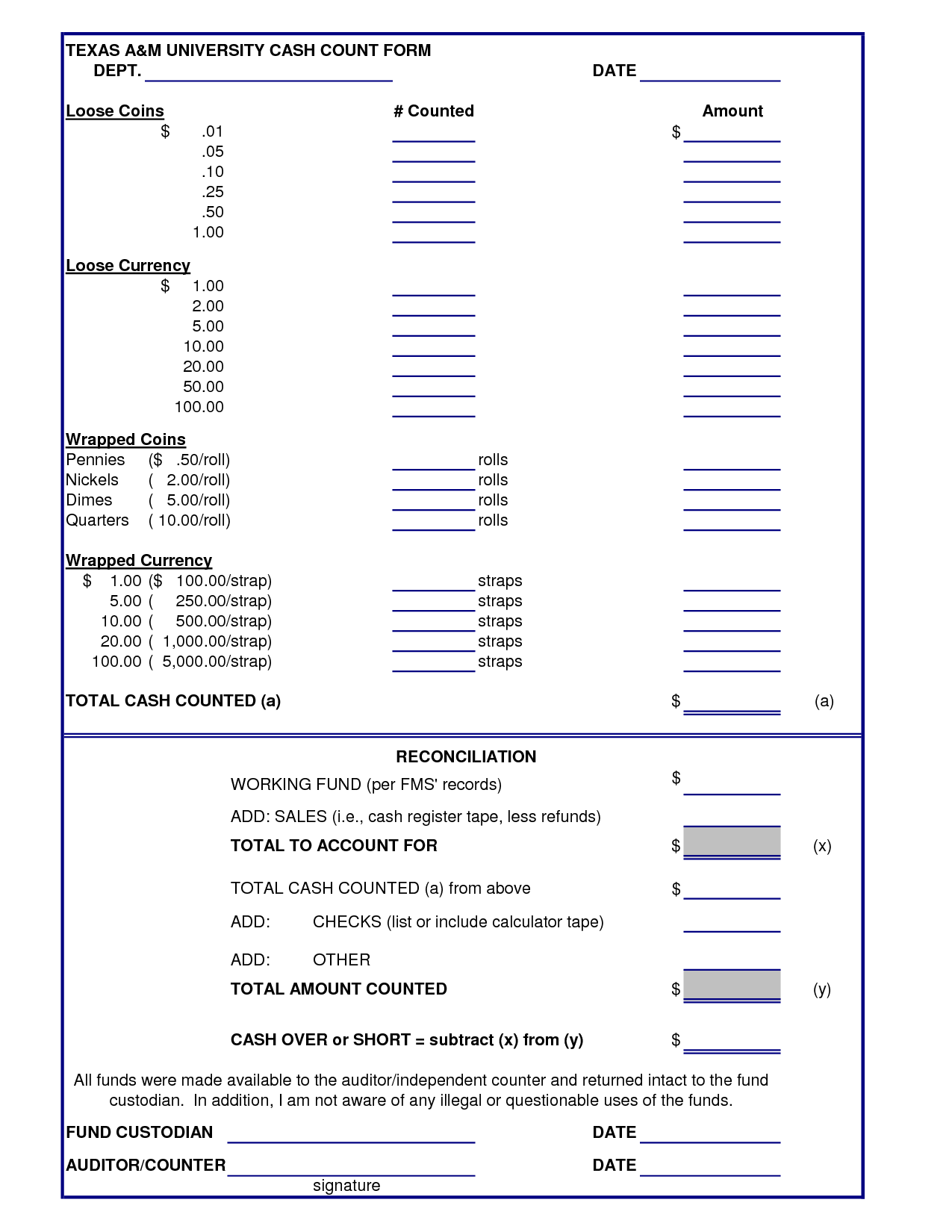 Cash Drawer Balance Sheet Excel Warehouse Of Ideas