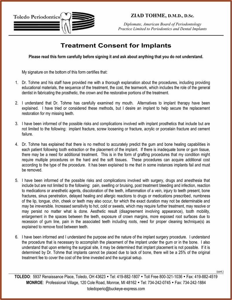 Dental Implant Removal Consent Form Form Resume Examples Qb1vdgd3r2