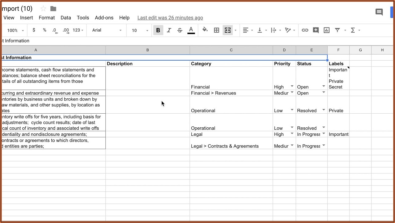 Due Diligence Checklist Template Excel Template 1 Resume Examples