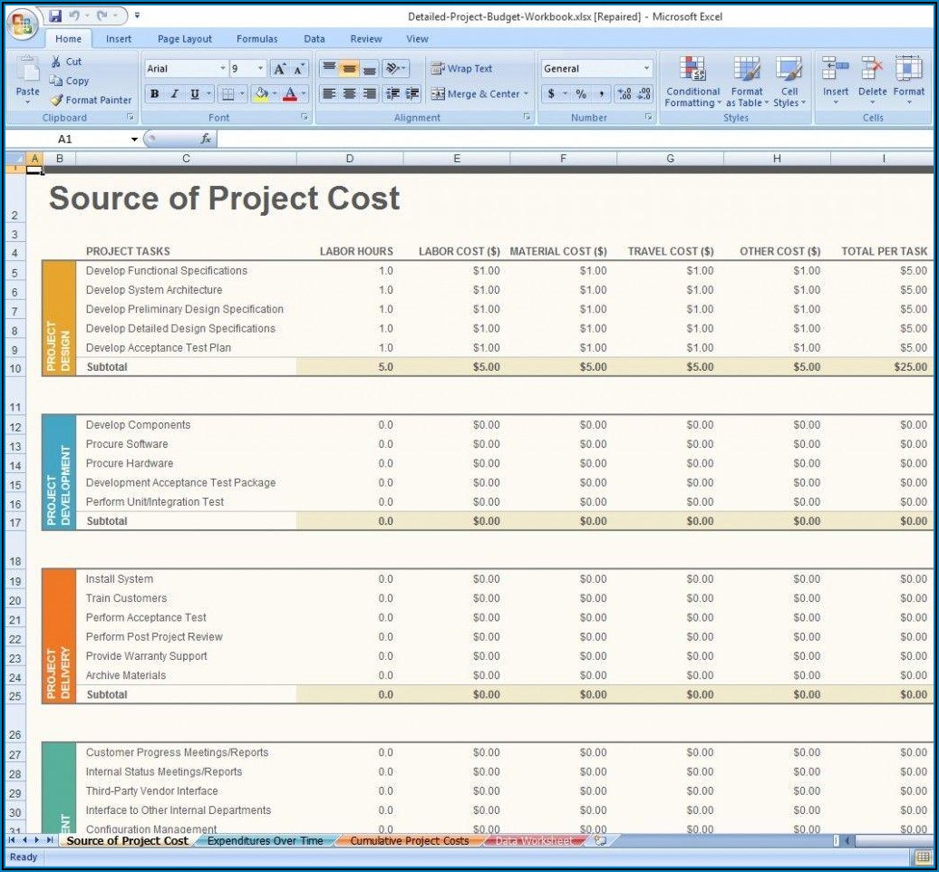 Project Management Excel Spreadsheet Template Template 2 Resume