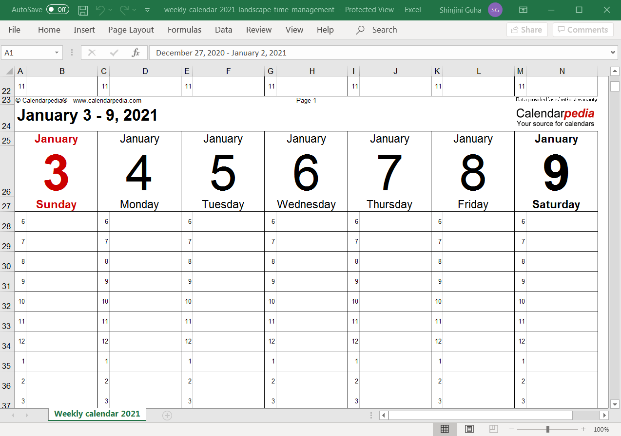 Calendar In Excel Template Printable Calendar Collection