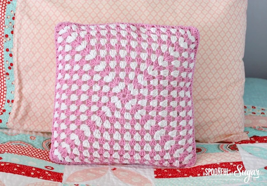 Crochet Granny Square Pillow A Spoonful Of Sugar