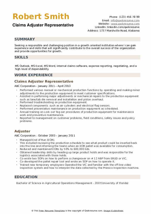 Claims Adjuster Trainee Resume At Templates