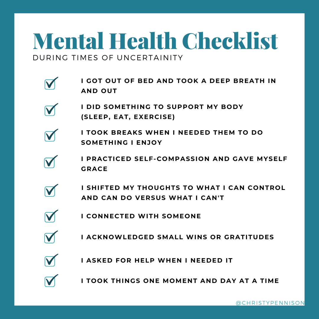 Printable Mental Health Checklist