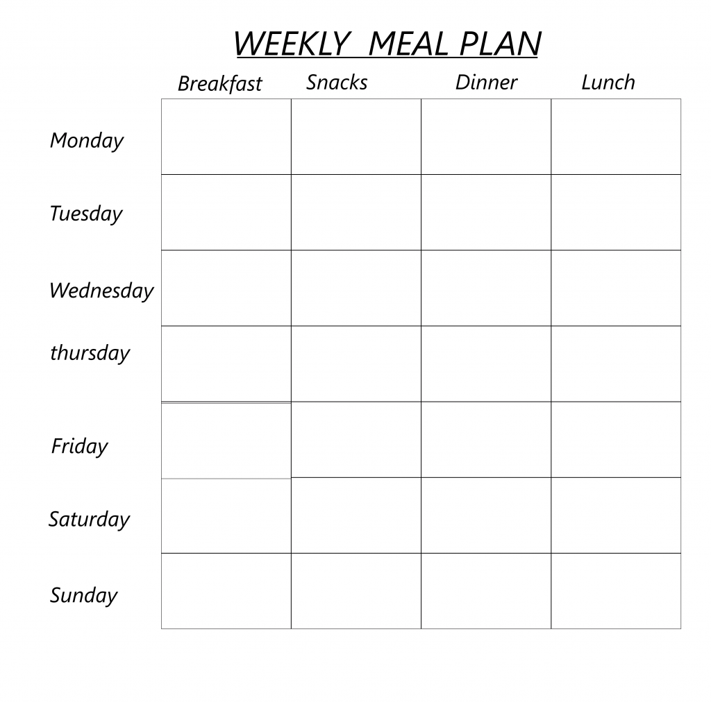 Weekly Meal Plan Excel Template Printable Word Searches