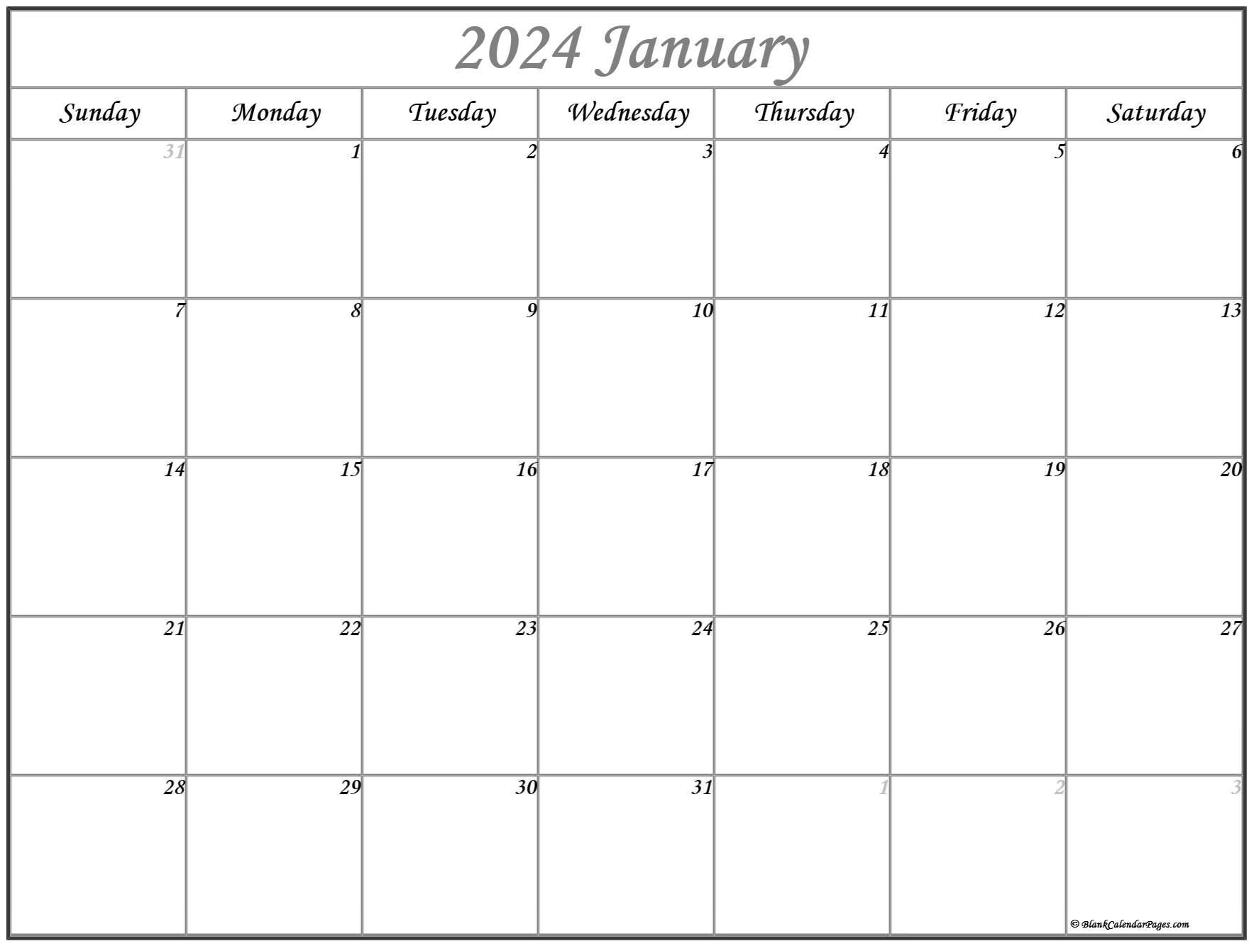 Printable January 2024 Calendar Printable Calendar Collection