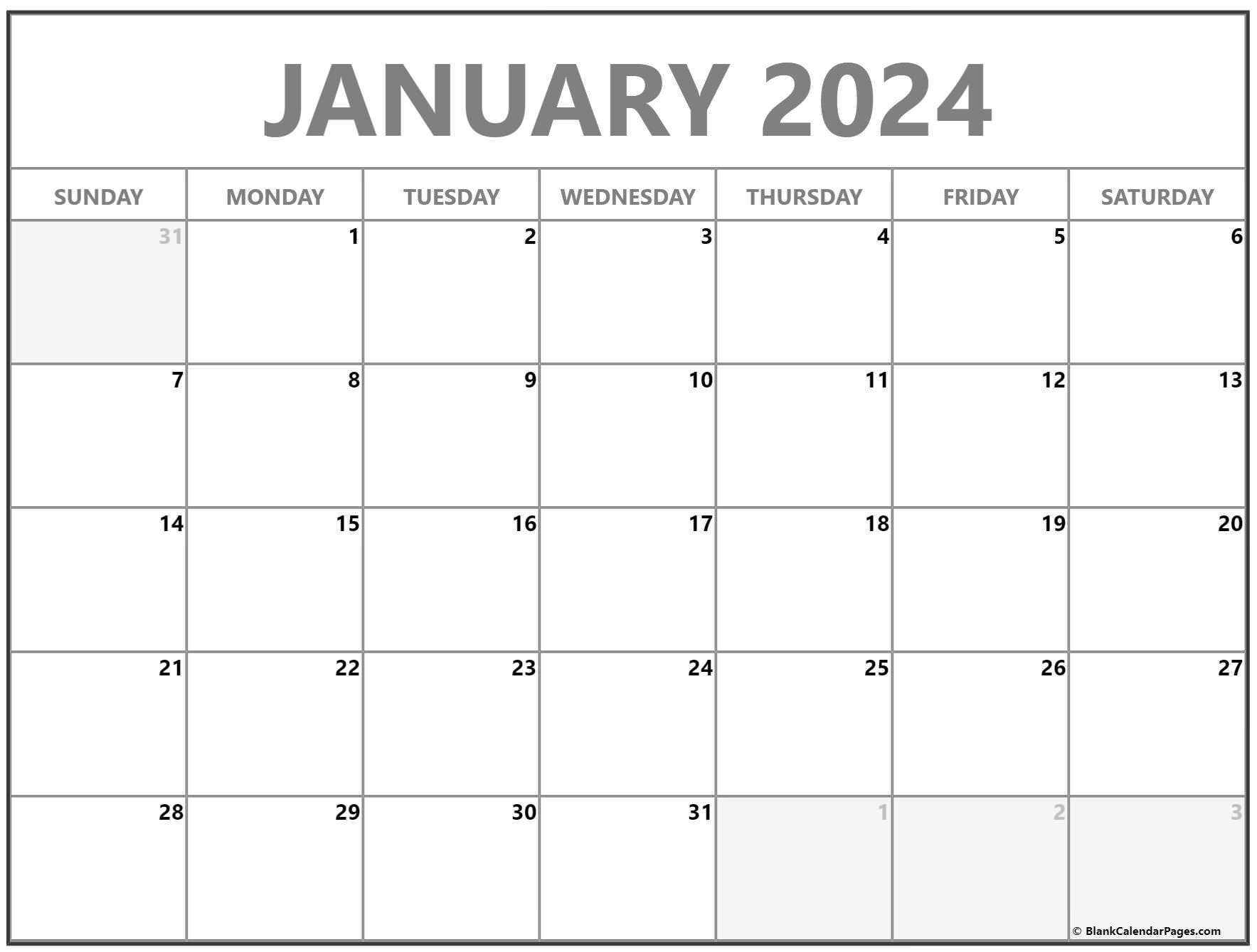 Blank Calendar 2024 Printable