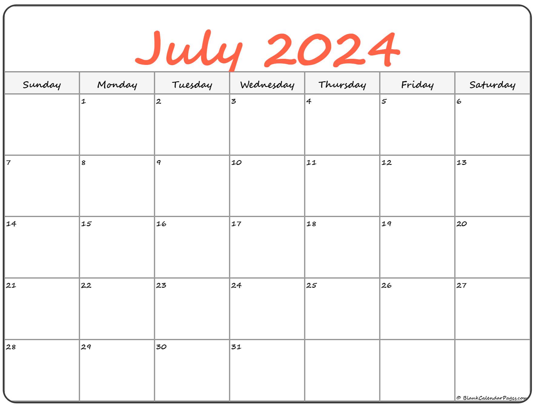 Free Printable Calendar July Printable Word Searches