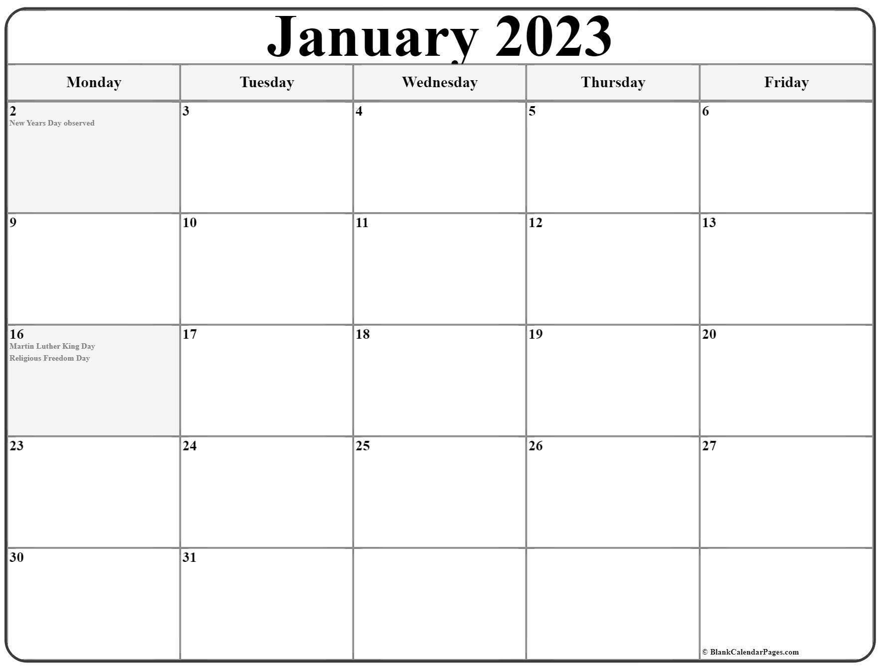 Printable 2023 Monthly Calendar