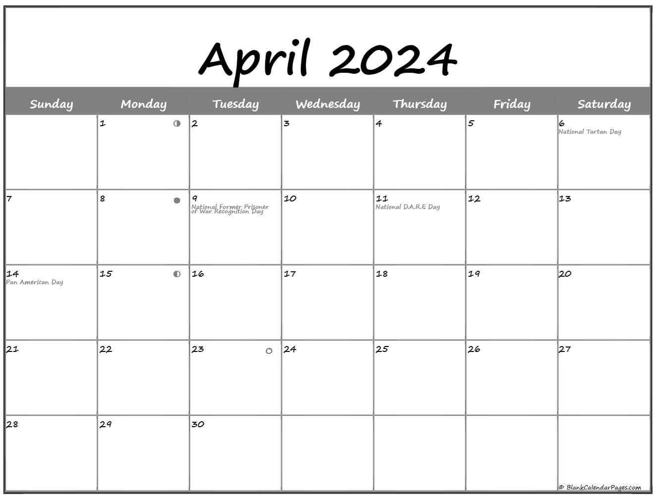 April 2024 Calendar With Holidays Printable Word Searches