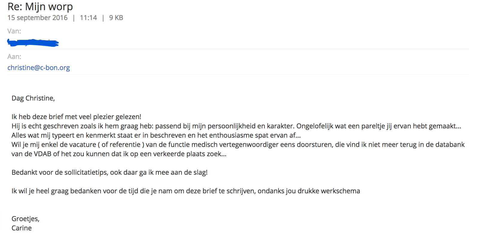 Sollicitatie Mail